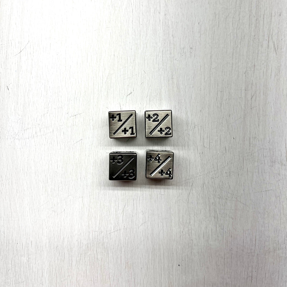 Dice Set 4d6 Counters Positive Metal (16mm) Silver / Black — Twenty Sided™