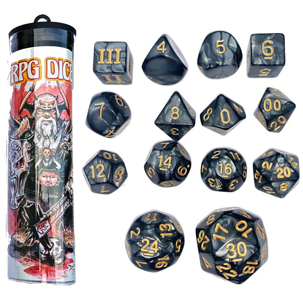 Dice 14-set DCC Dice of Unusual Size Black / Gold — Twenty Sided™