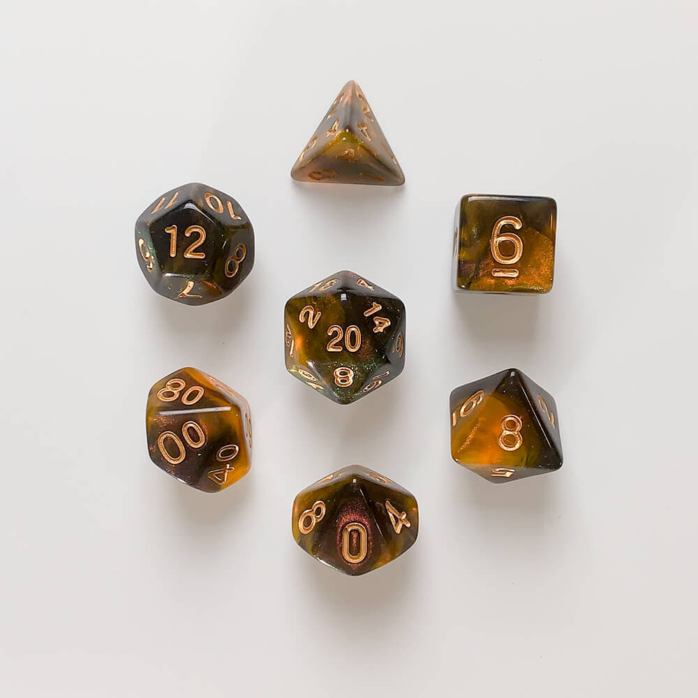 Dice 7-set Forest (16mm) Nightingale / Gold — Twenty Sided