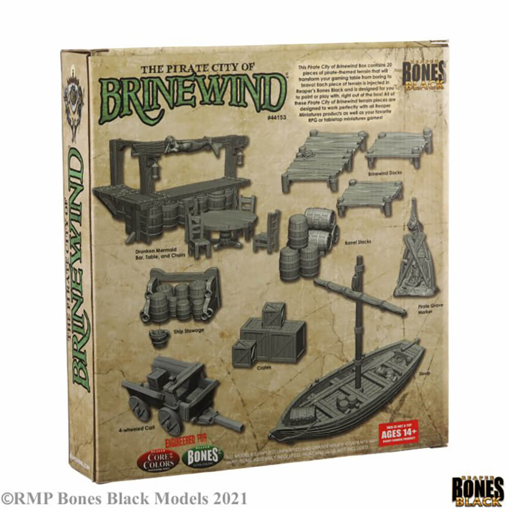 Mini - Reaper Bones Black Deluxe Box Set 44153 Pirate City of Brinewin ...