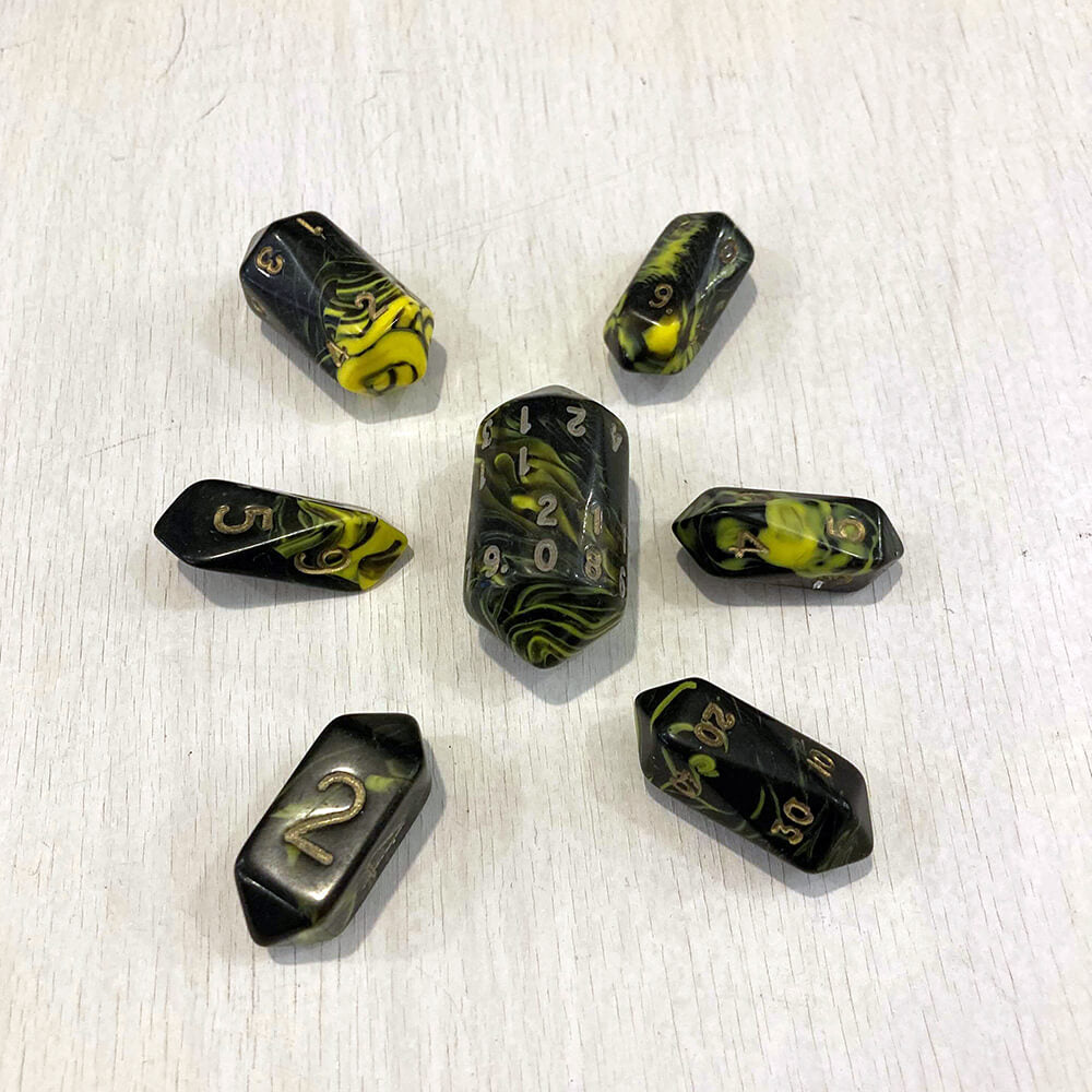 Dice 7-set Crystal Oblivion (16mm) Yellow — Twenty Sided