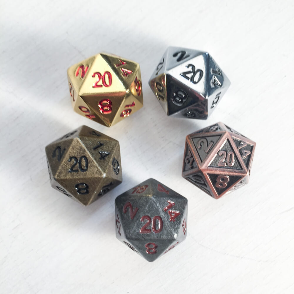 Polyhedral Dice Metal d20 (1ct) Assorted — Twenty Sided