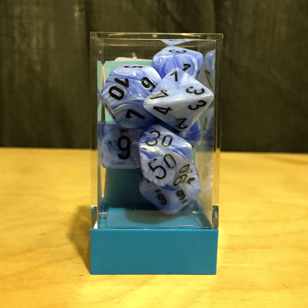 Dice 7-set Vortex (16mm) 30029 Snow Blue/Black — Twenty Sided